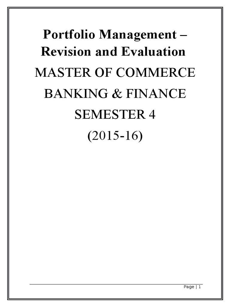 Portfolio Evaluation and Revision | PDF