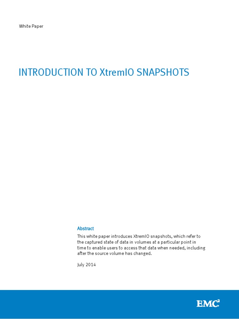 White Paper Introduction To XtremIO Snapshots H13035 | PDF | Solid ...