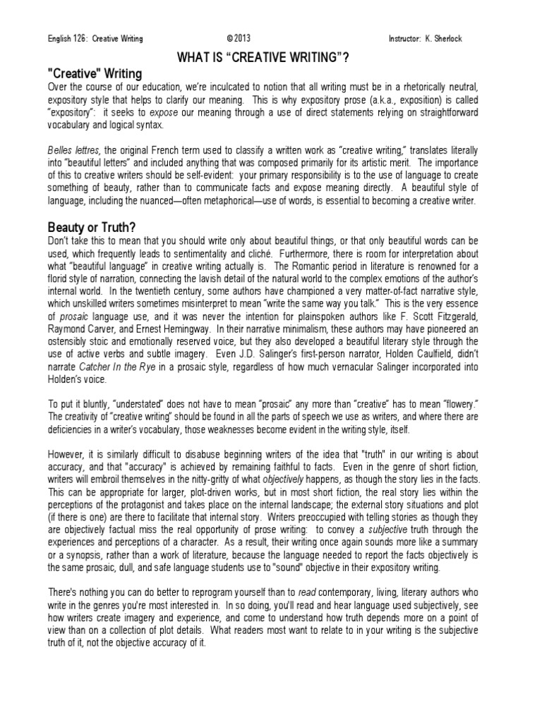 What Is Creative Writing | PDF | Poetry | Verb