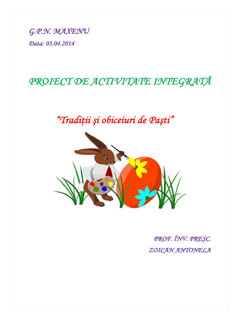 Proiect Didactic Paste Interesant | PDF