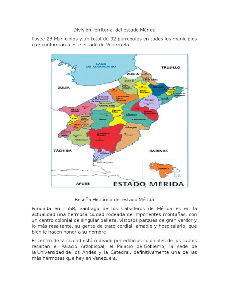 División Territorial Del Estado Mérida | PDF | Venezuela | Andes