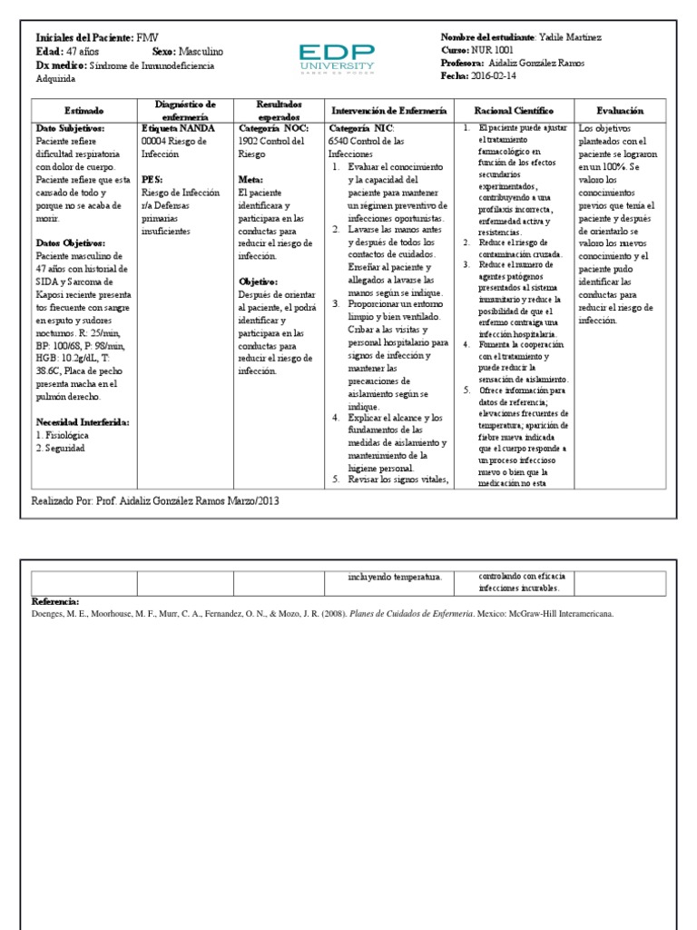 Plan de Cuidado | PDF | Infección | Cuidado de la salud
