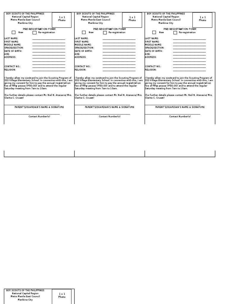 Pre Registration Form BSP | Metro Manila | Girl Guiding And Girl ...