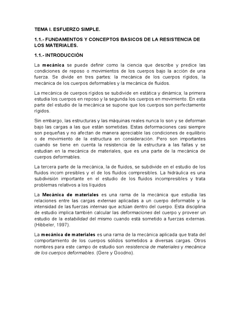 Esfuerzo Simple | PDF | Resistencia de materiales | Elasticidad (Física)