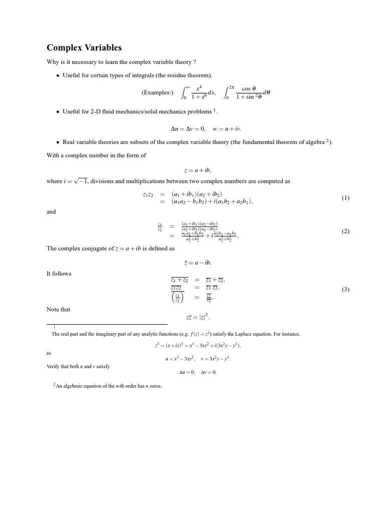 Complex Variables I | PDF | Sine | Complex Number