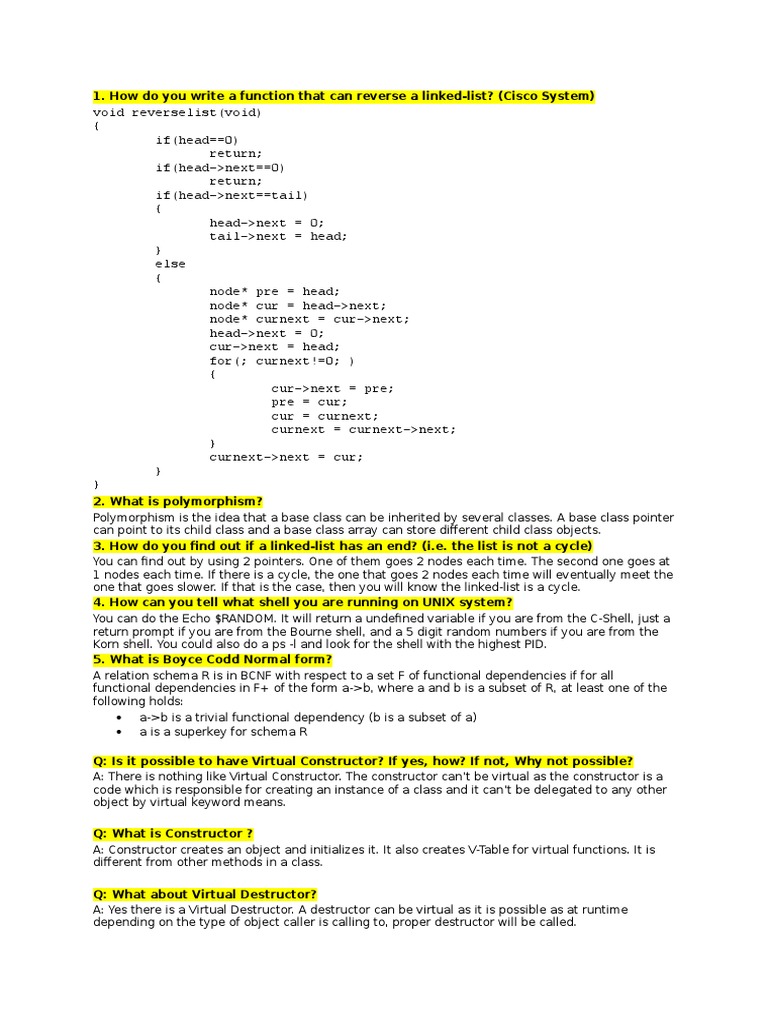 C Interview Questions and Answers | PDF | Constructor (Object Oriented ... C Interview Questions and Answers | PDF | Constructor (Object Oriented ...