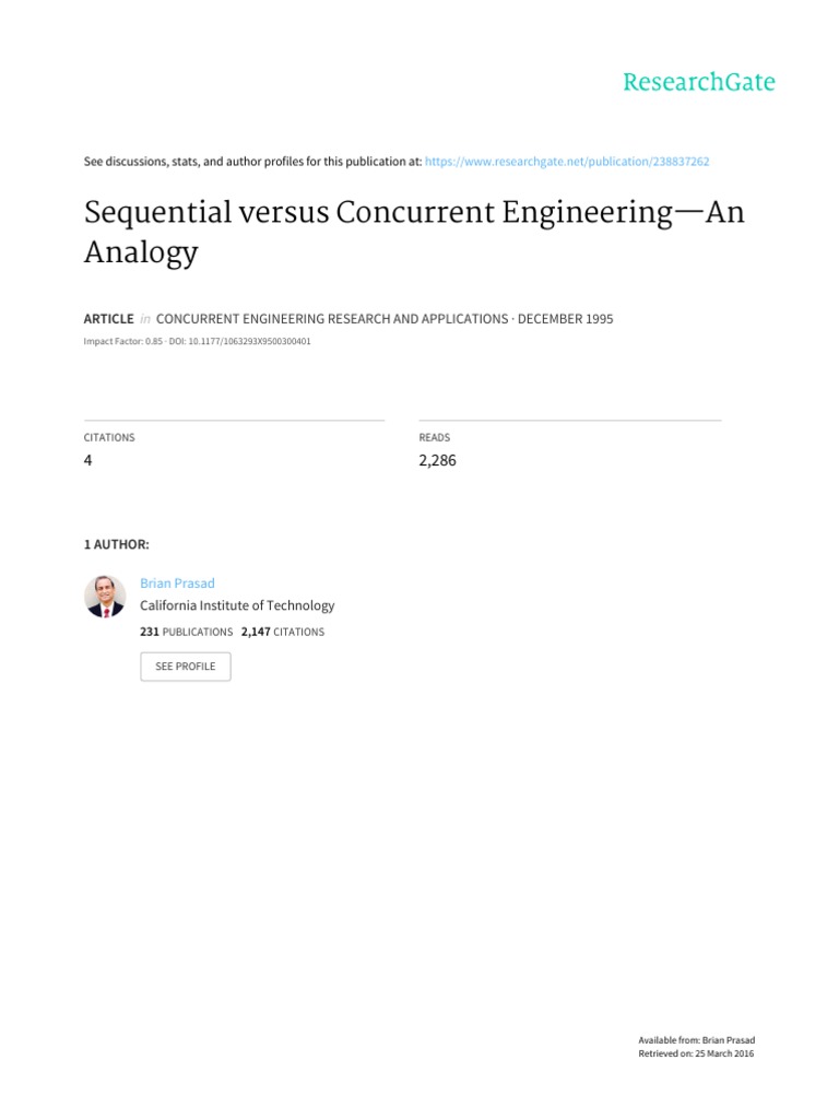 Sequential Versus Concurrent Engineering - An Analogy | PDF | New ...