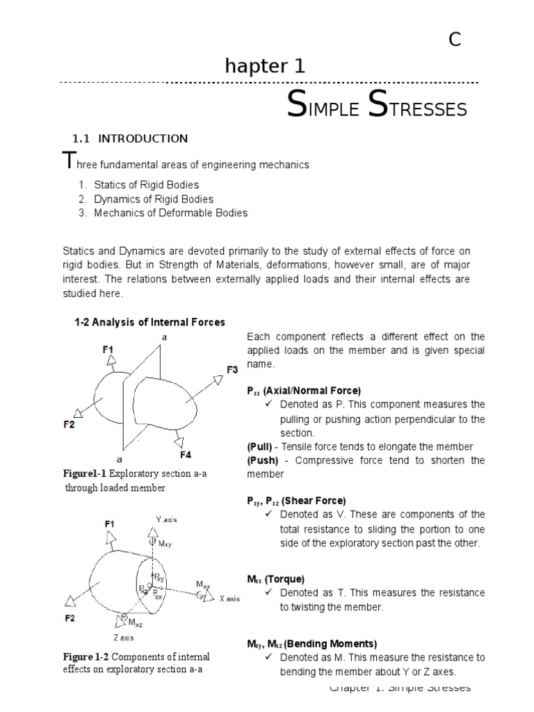 Chapter 1 - Simple Stresses | PDF | Stress (Mechanics) | Strength Of ...