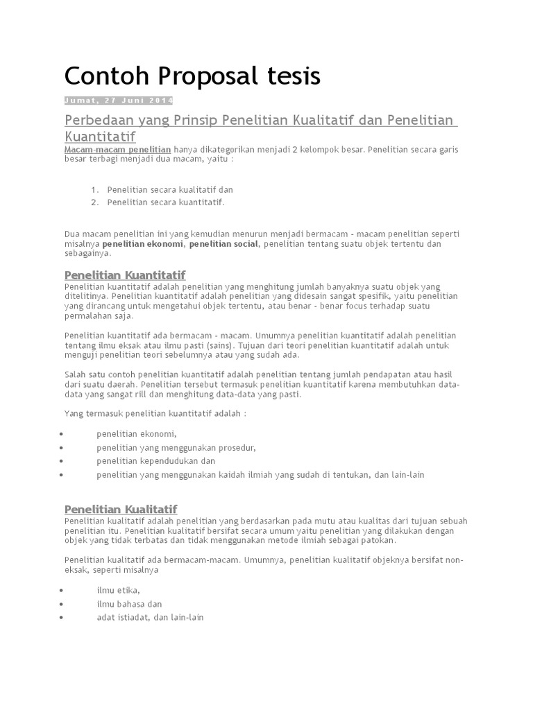 Contoh Proposal Tesis | PDF