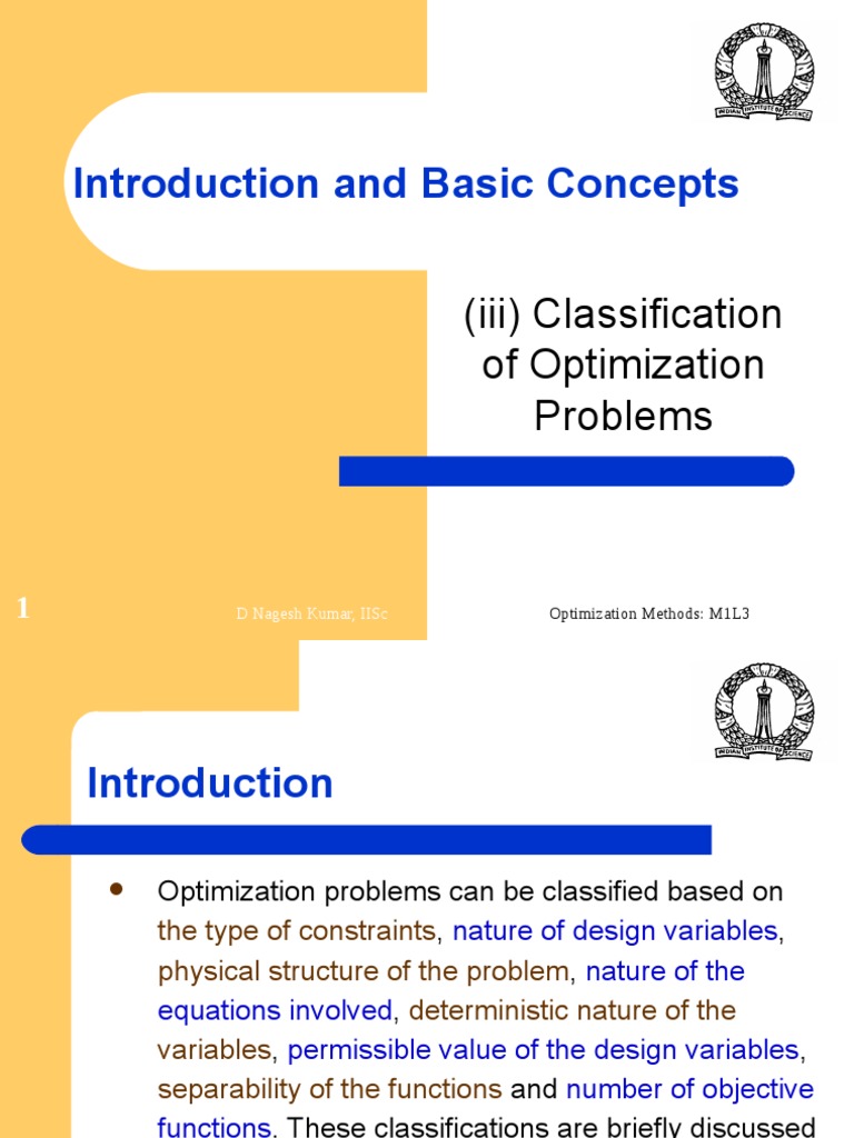 Classification of Optimization Problems | Mathematical Optimization ...