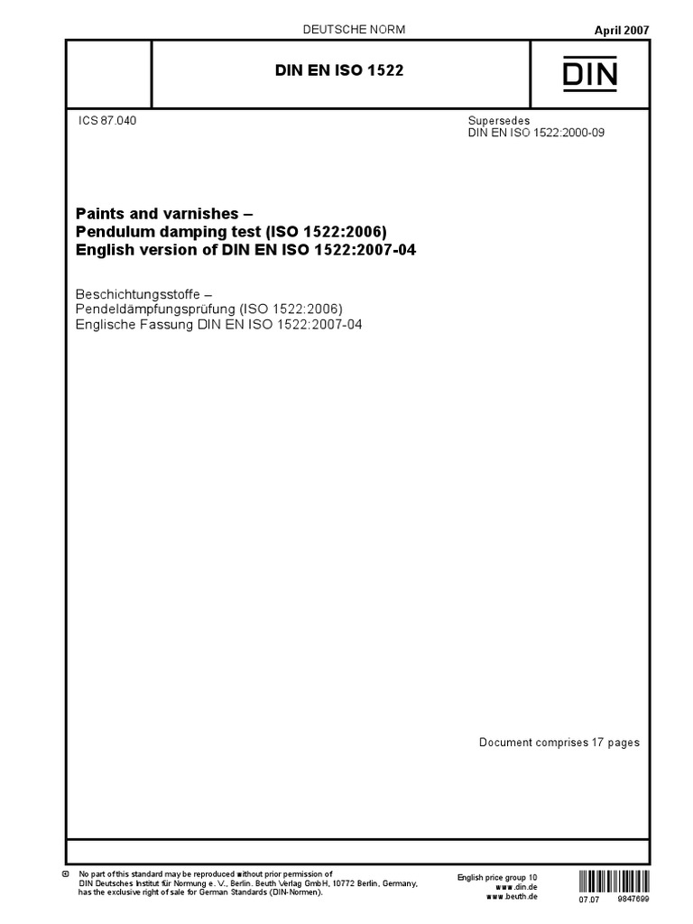 Din 1522 PDF | PDF | Pendulum | International Organization For ...