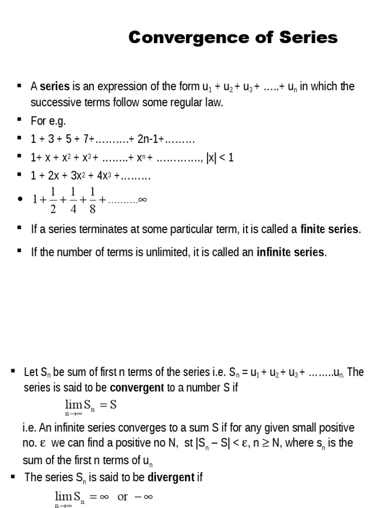 1 Convergence of Series | Series (Mathematics) | Calculus