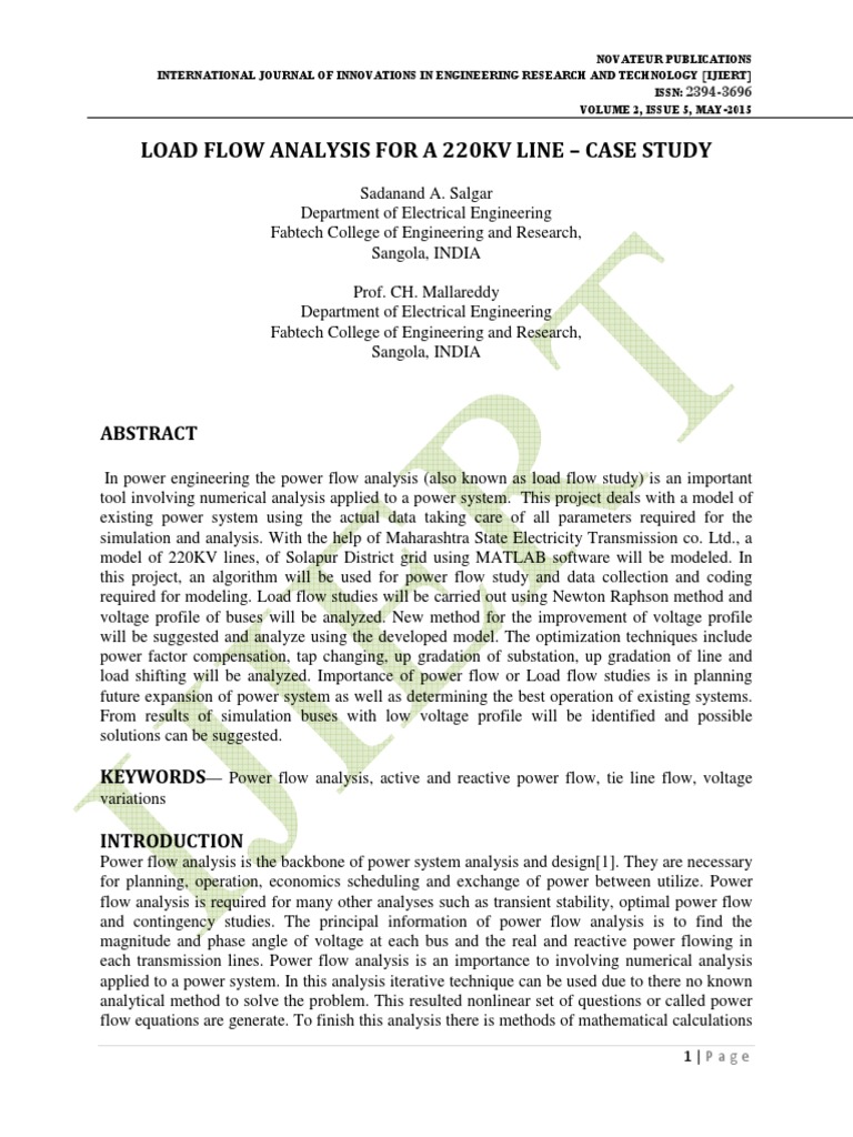 Load Flow Analysis For A 220KV Line - Case Study | PDF | Electric Power ...