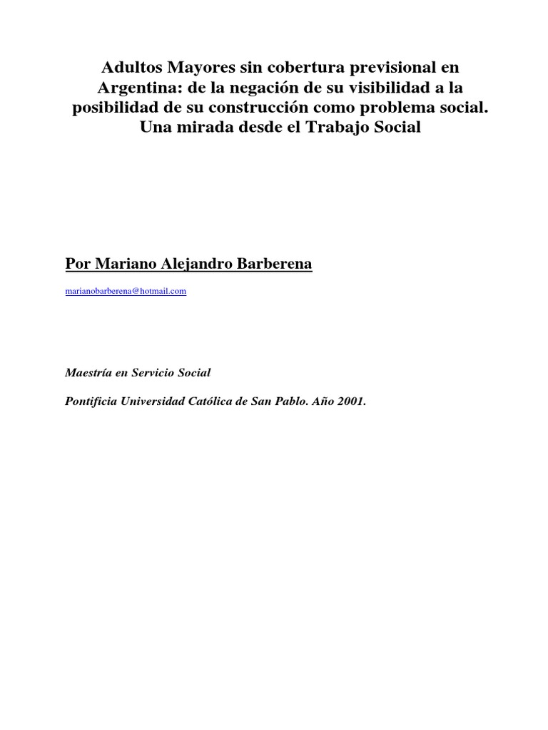 Mario Alejandro Barberena Adultos Mayores Sin Cobertura Previsional en ...