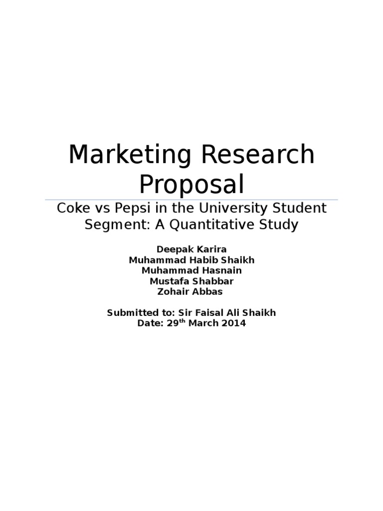 Marketing Research Proposal | PDF | Pepsi | Coca Cola