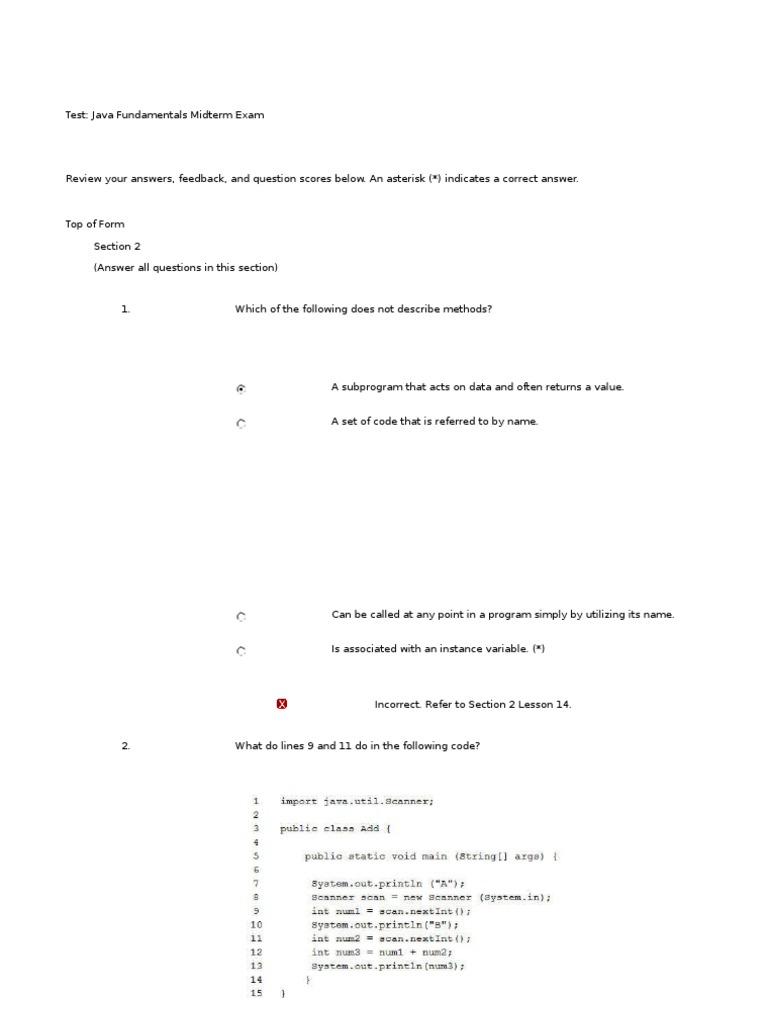 Java Midterm Review | PDF | Method (Computer Programming) | Test ...