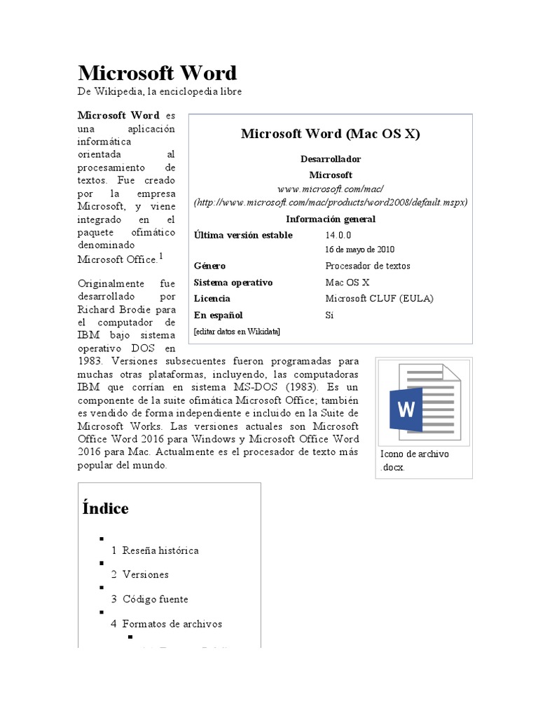Historia y versiones de Microsoft Word | PDF | Microsoft Word ...