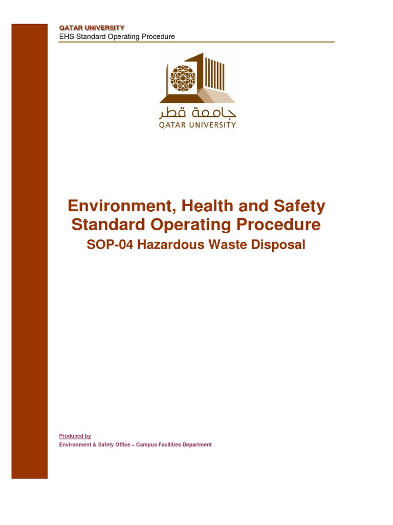 QU EHSMS Standard Operating Procedure 04 - Hazardous Waste Disposal ...