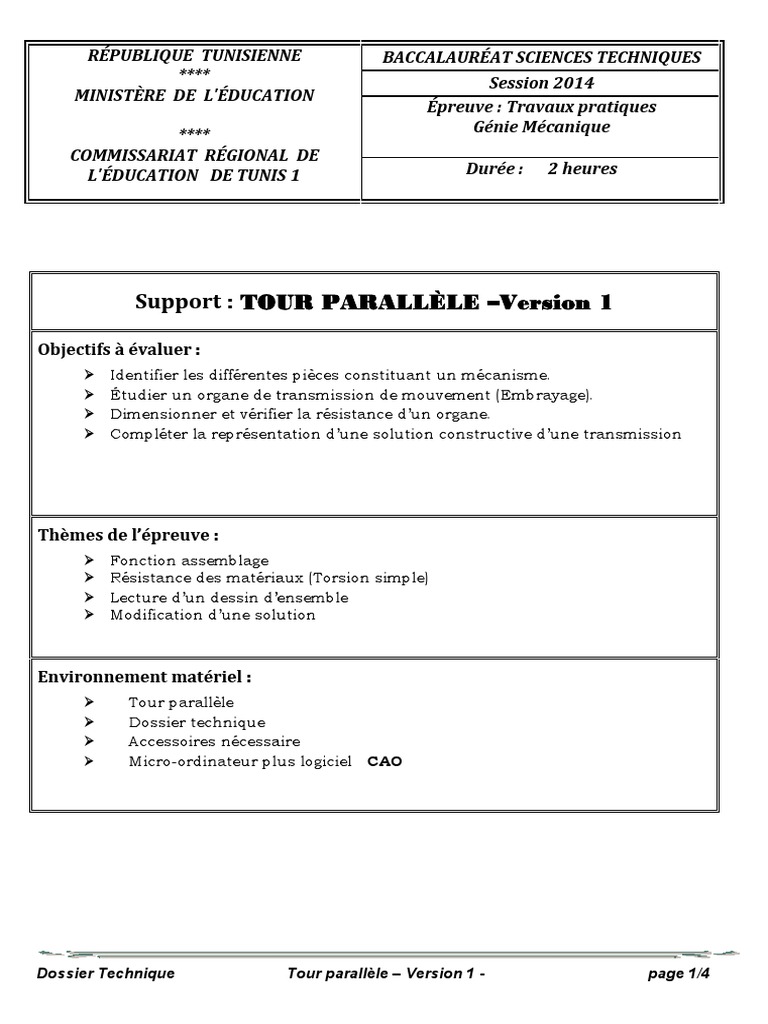 Dossier Technique Tour Parallèle | PDF