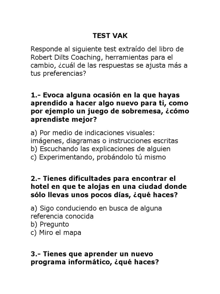 Test Vak | PDF | Imagen | Ciencia cognitiva