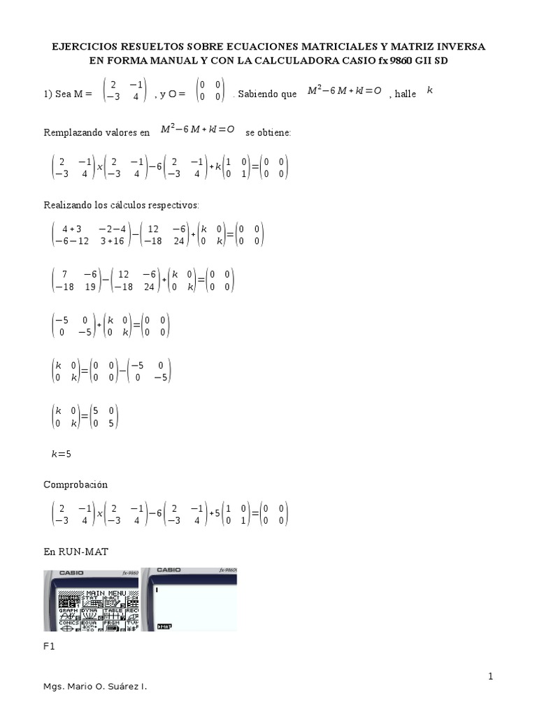 Matrices. - Ejercicios Resueltos Sobre Ecuaciones Matriciales y Matriz ...