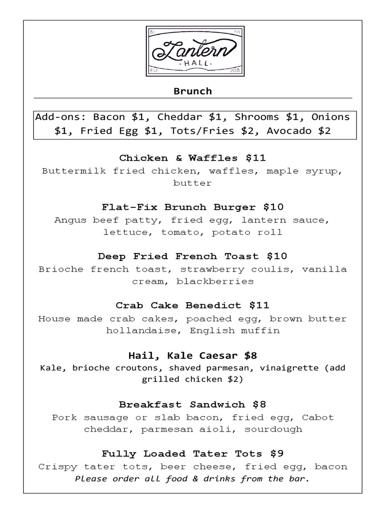 Lantern Brunch Food Menu APR8 | PDF