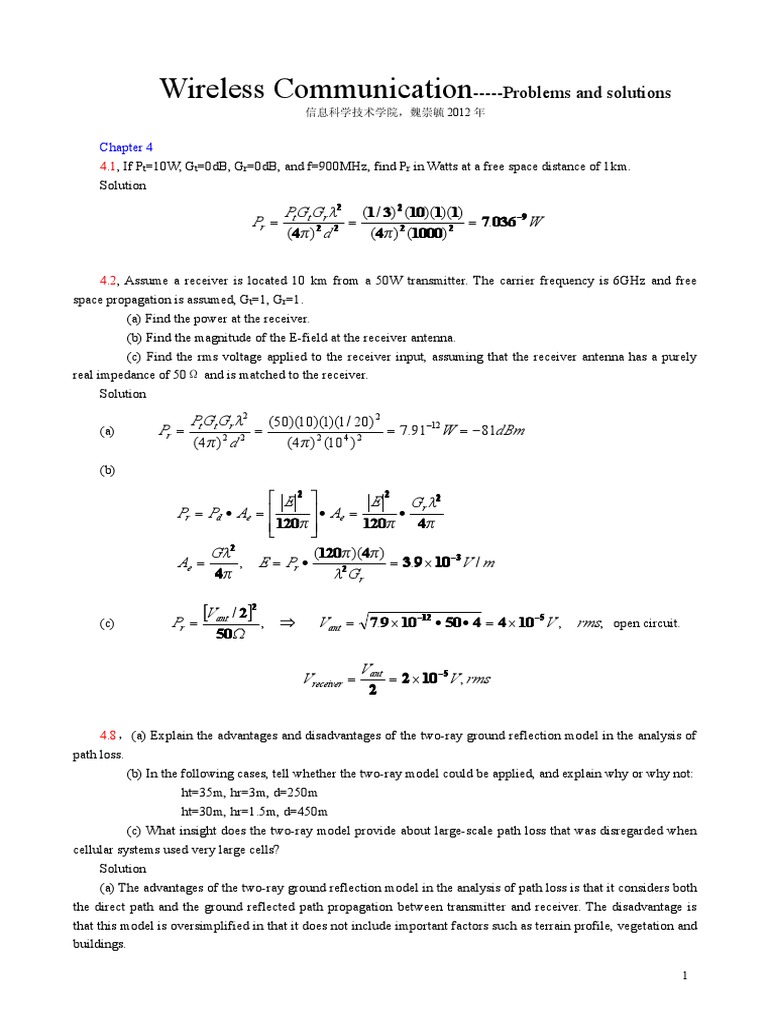 Wireless Communication Problems and Solutions | PDF | Cellular Network ...