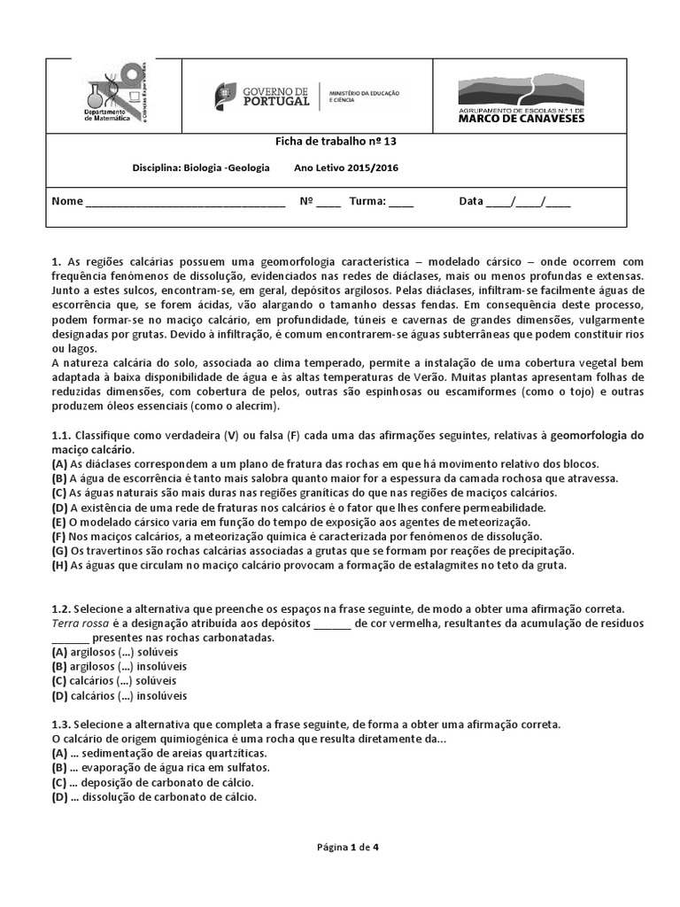 Ficha 13 | PDF | Granito | Caverna