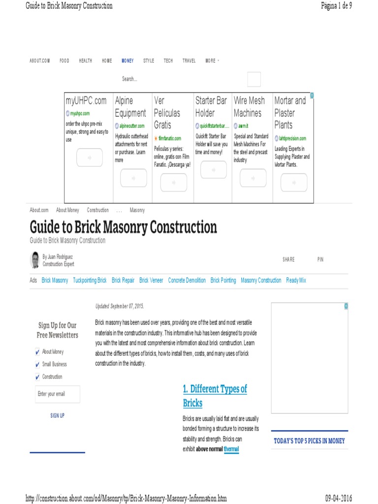 Guide To Brick Masonry Construction | PDF | Masonry | Brick