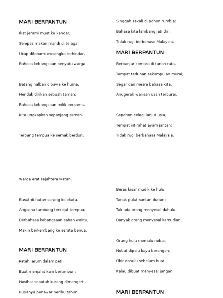 Mari Berpantun Untuk Tahap 1 | PDF