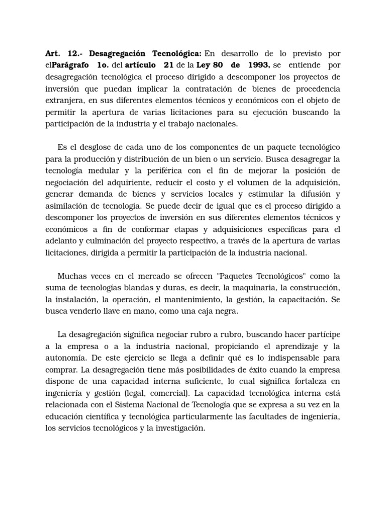 DESAGREGACIÓN TECNOLOGICA | Toma de decisiones | Tecnología