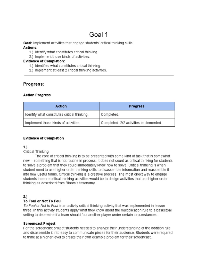 Action Plan | PDF | Critical Thinking | Thought