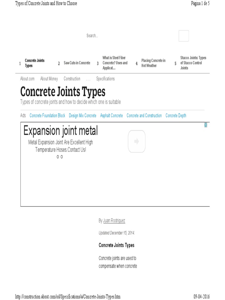 Concrete Joints Types | Download Free PDF | Concrete | Thermal Expansion