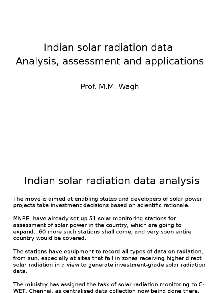 Indian Solar Radiation Data Analysis | PDF | Solar Power | Renewable Energy