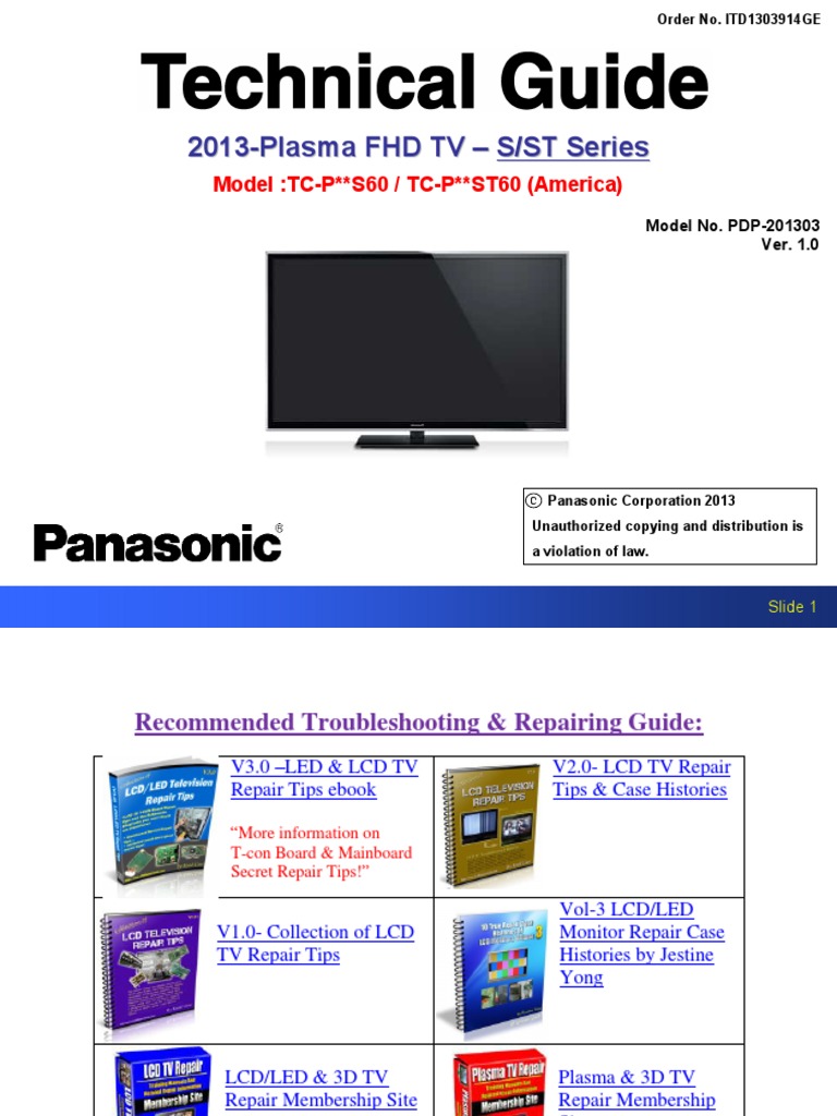 Panasonic Plasma FHD TV S & ST Series Technical Guide 2013 | PDF ...