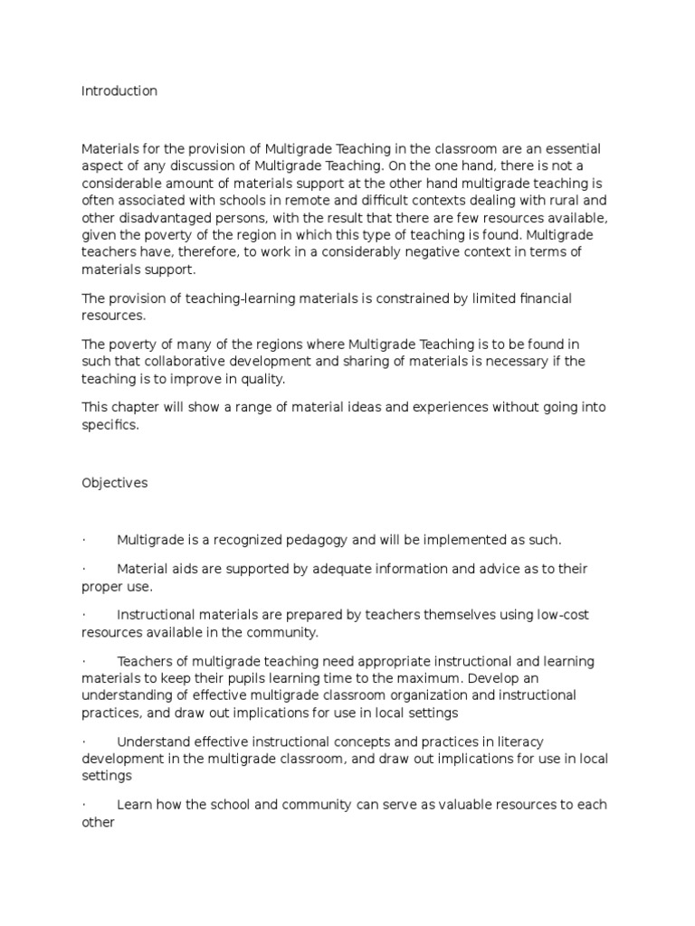 Multigrade Teaching | PDF | Teachers | Curriculum