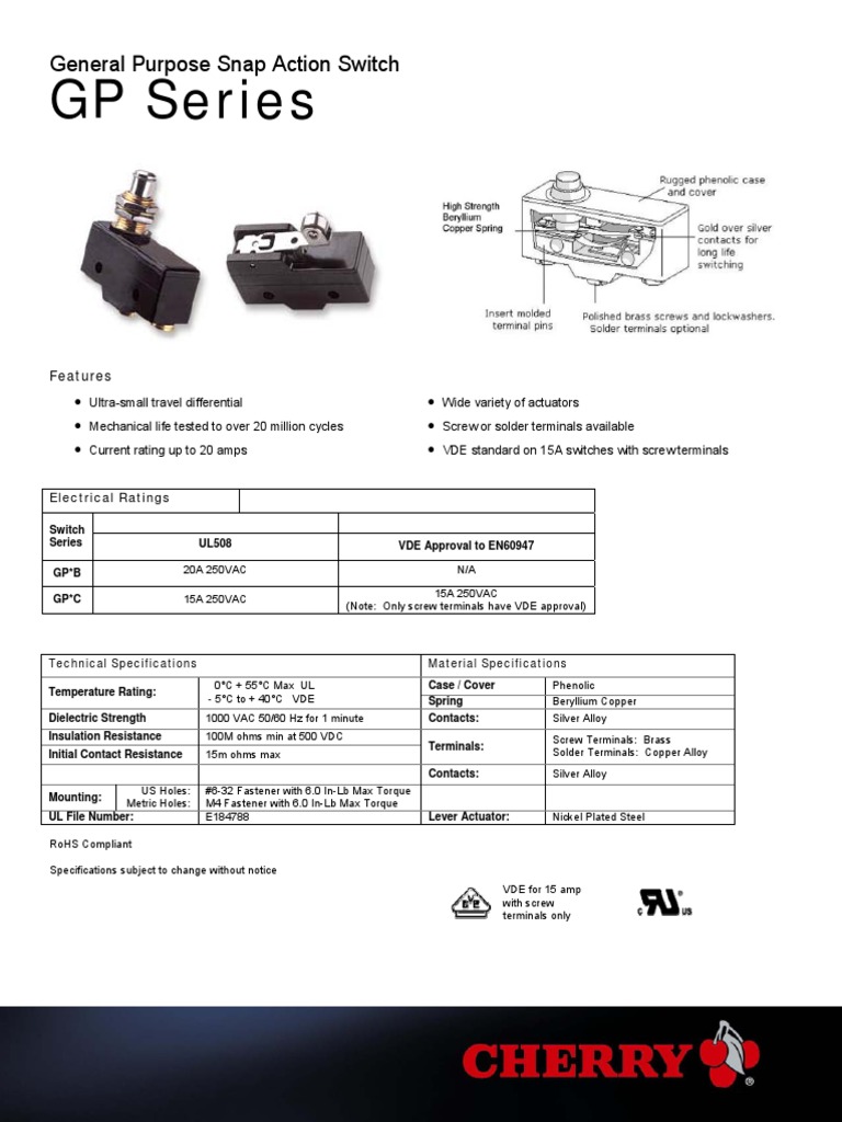 GP Series: General Purpose Snap Action Switch | PDF | Technology ...