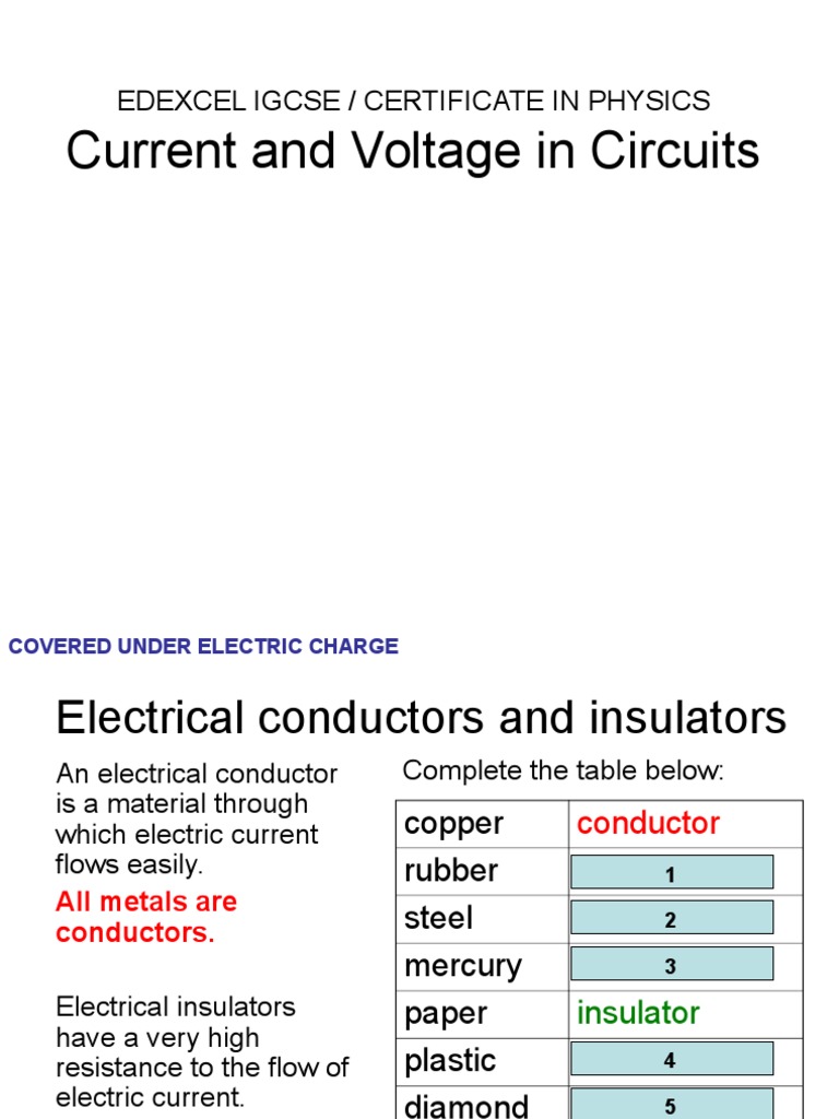 IGCSE 23 Current&VoltageInCircuits | PDF | Series And Parallel Circuits ...