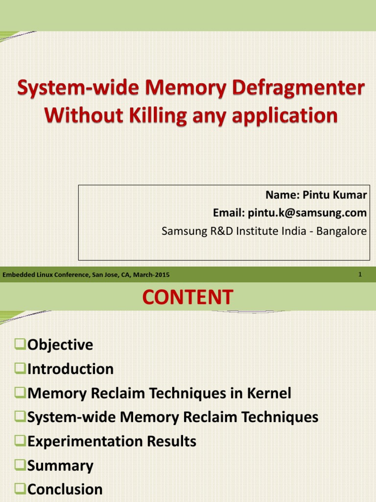 (ELC 2015) System Wide Memory Defragmenter | PDF | Data Buffer ...