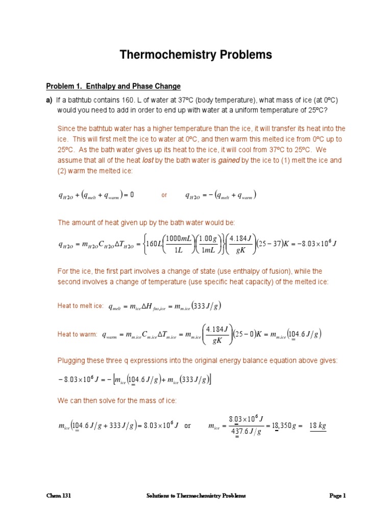 Thermochemistry Solutions | PDF | Combustion | Mole (Unit)