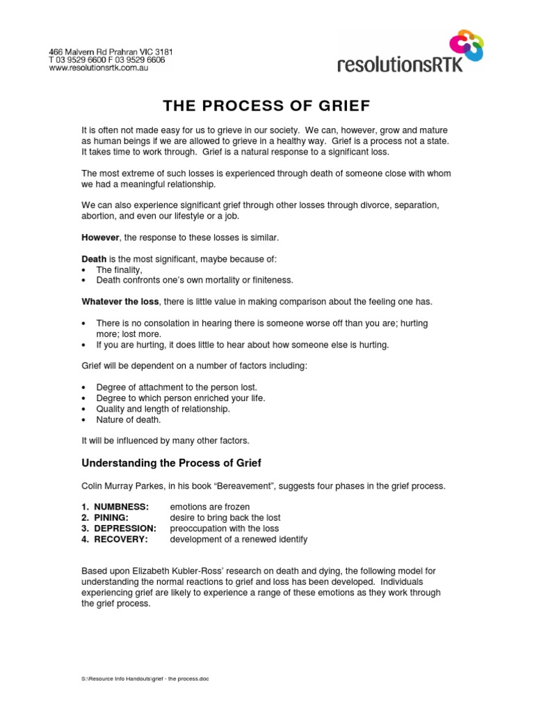 THE PROCESS OF GRIEF.pdf | Grief | Behavioural Sciences