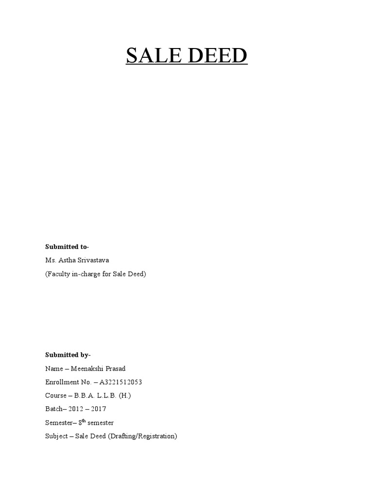 Sale Deed | PDF | Deed | Property