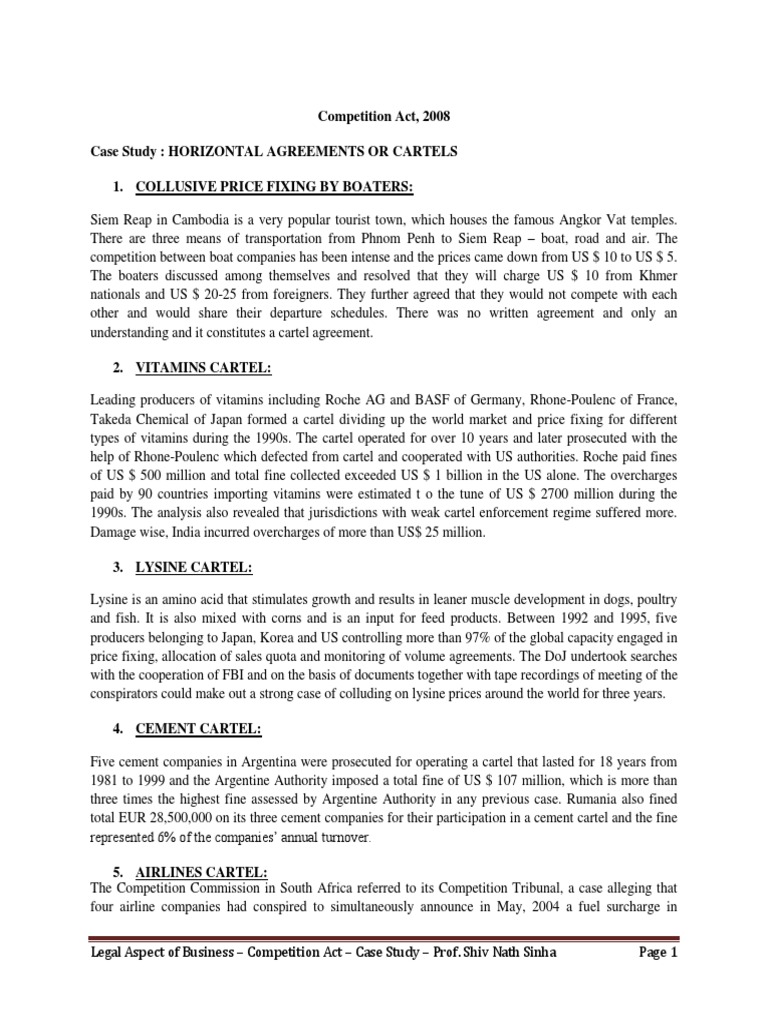 Cases On Competition Act | PDF | Monopoly | Mergers And Acquisitions