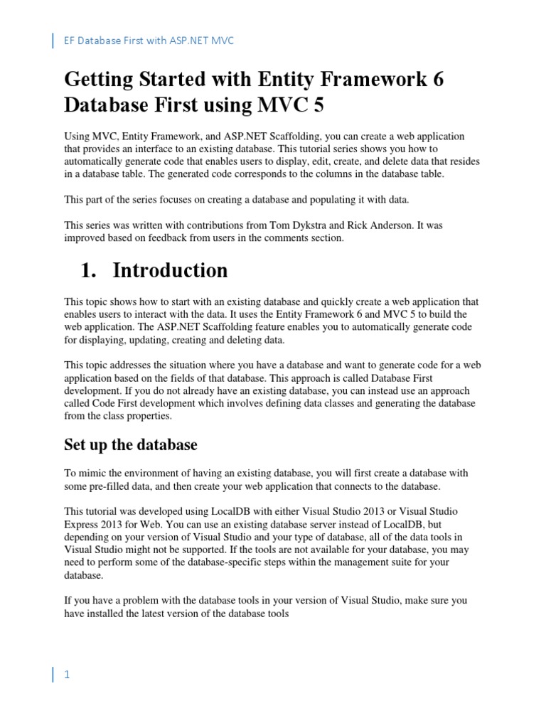 Getting Started With Entity Framework 6 Database First Using Mvc 5 Pdf Entity Framework 0636