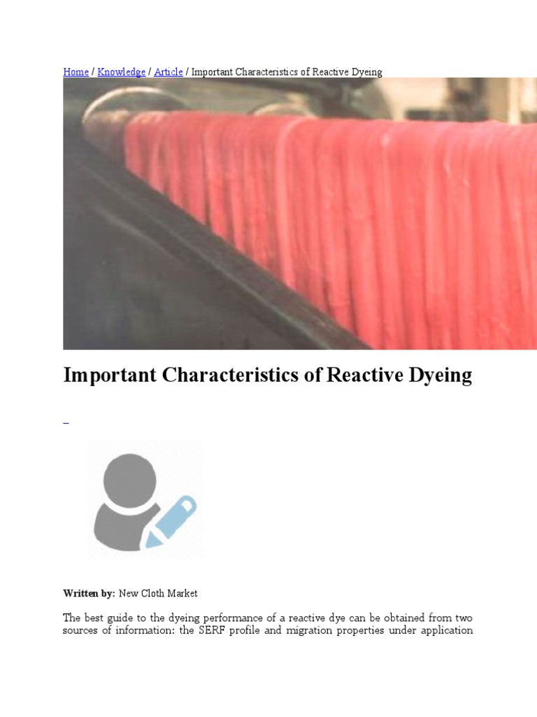 Important Characteristics of Reactive Dyeing | PDF | Reactivity ...