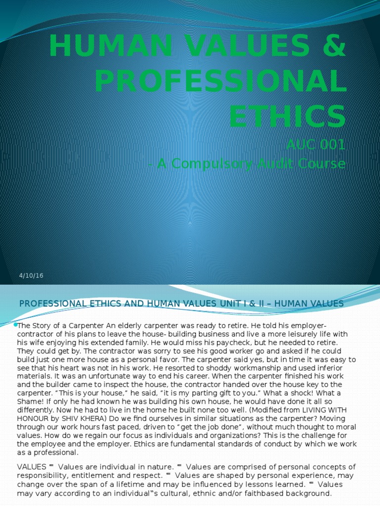 HUMAN VALUES & PROFESSIONAL ETHICS.pptx | Value (Ethics) | Contentment