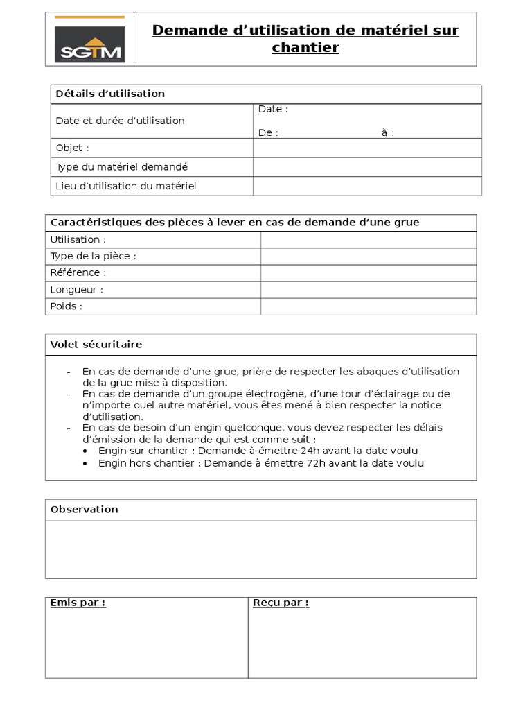 Demande de Materiel | PDF