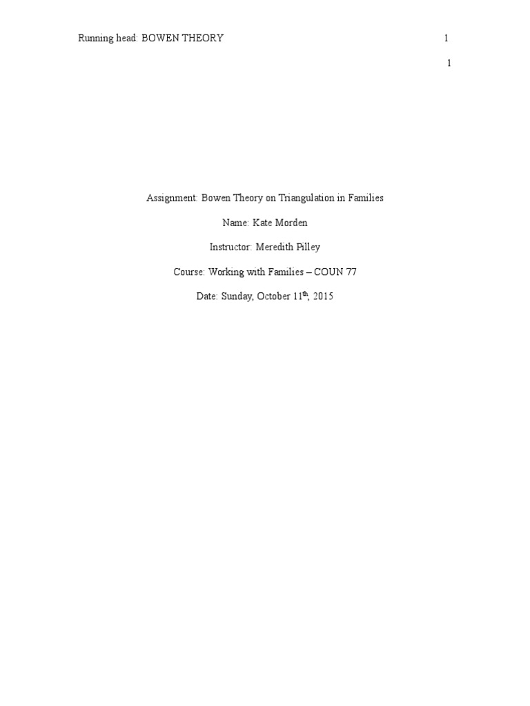 Coun77 Bowen Theory On Triangulation in Families | PDF | Self Esteem ...