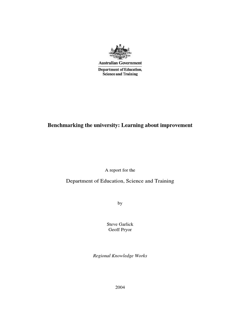 Benchmarking The University: Learning About Improvement | PDF ...