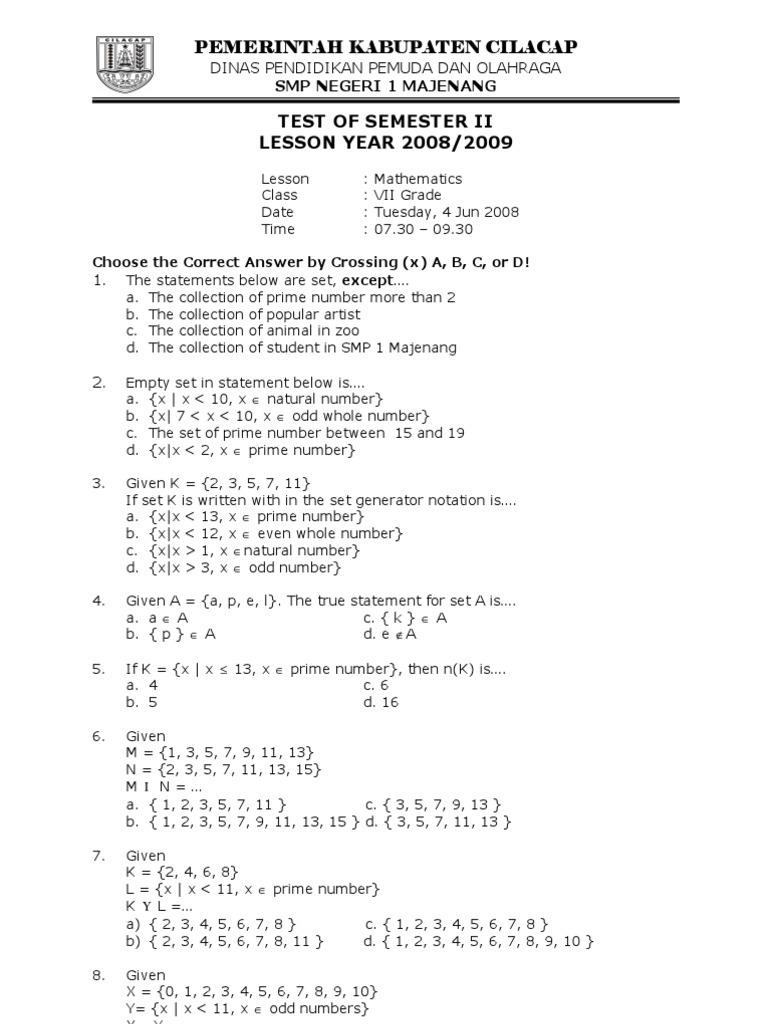Mathematics Test For Grade Vii SMP Semester Ii | PDF | Area | Triangle